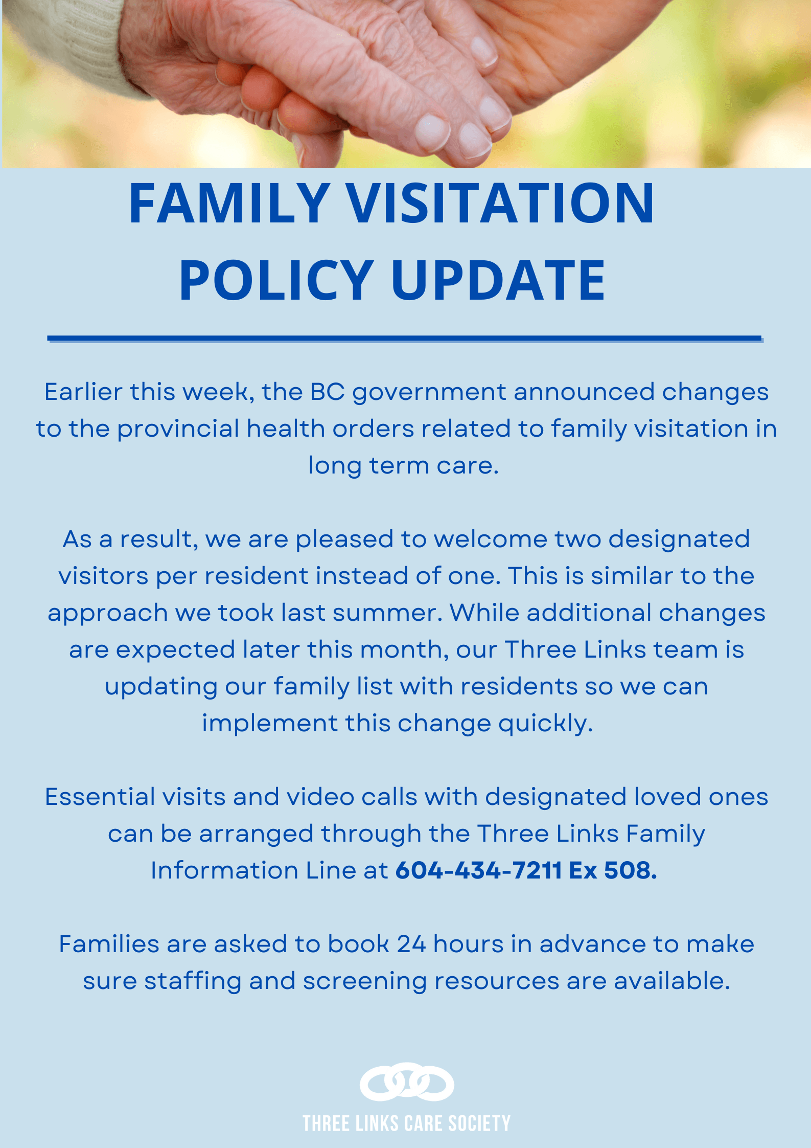 Family Visitation Policy Update | Three Links Care Society